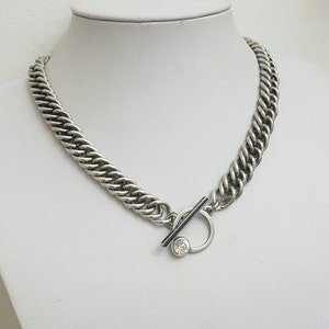 Long Toggle Chain Necklace,silver Wide Chain Necklace, Wide Foxtail ...