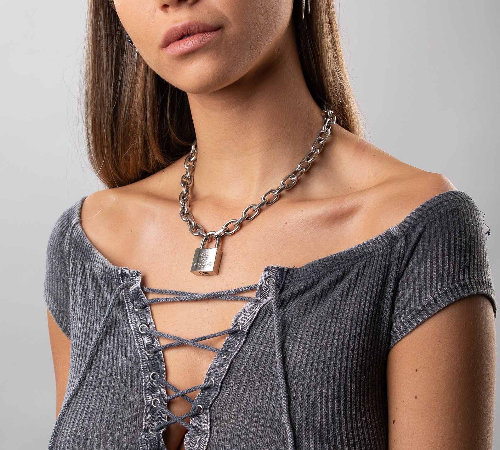 Silver Lock Charm Necklac Silver Padlock Necklace Thick - Etsy