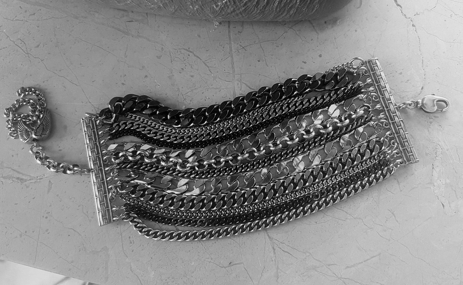 Multi Strand Chains Bracelet Oxidized Silver Bracelet - Etsy