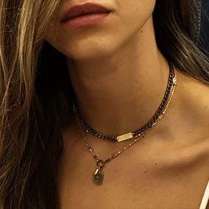 Set of 3 Chain Necklace Rectangle Coin Necklace Gold - Etsy