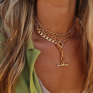 Layered Chunky Necklace - Silver Layered Necklace Set - Stacked ...