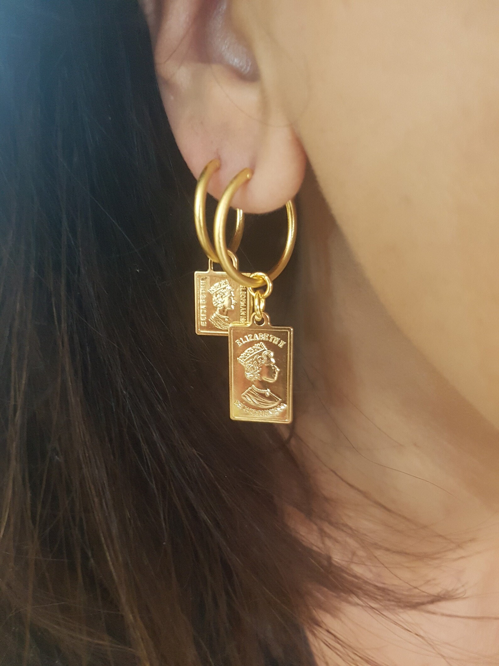 Gold Coin Earrings Medallion Earrings Medal Earrings | Etsy