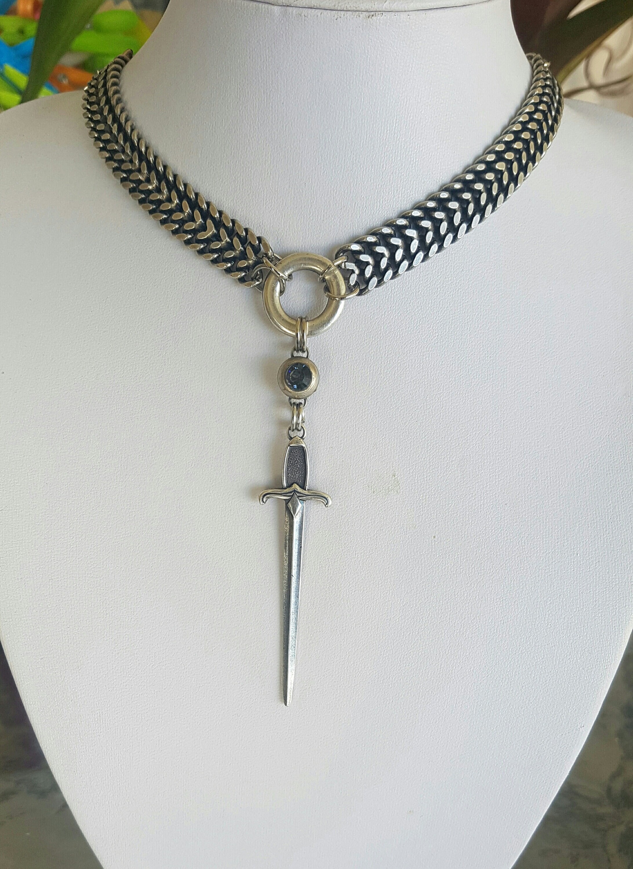 Silver Sword Necklace Sword jewelry long Daggers Jewelry | Etsy