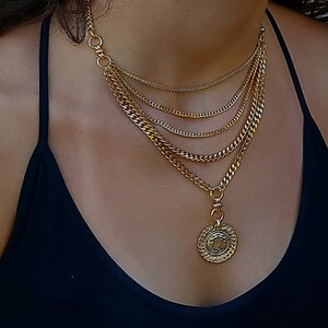Layer Coin Necklace, Multi Strand Necklace, Medallion Necklace Oxidized ...