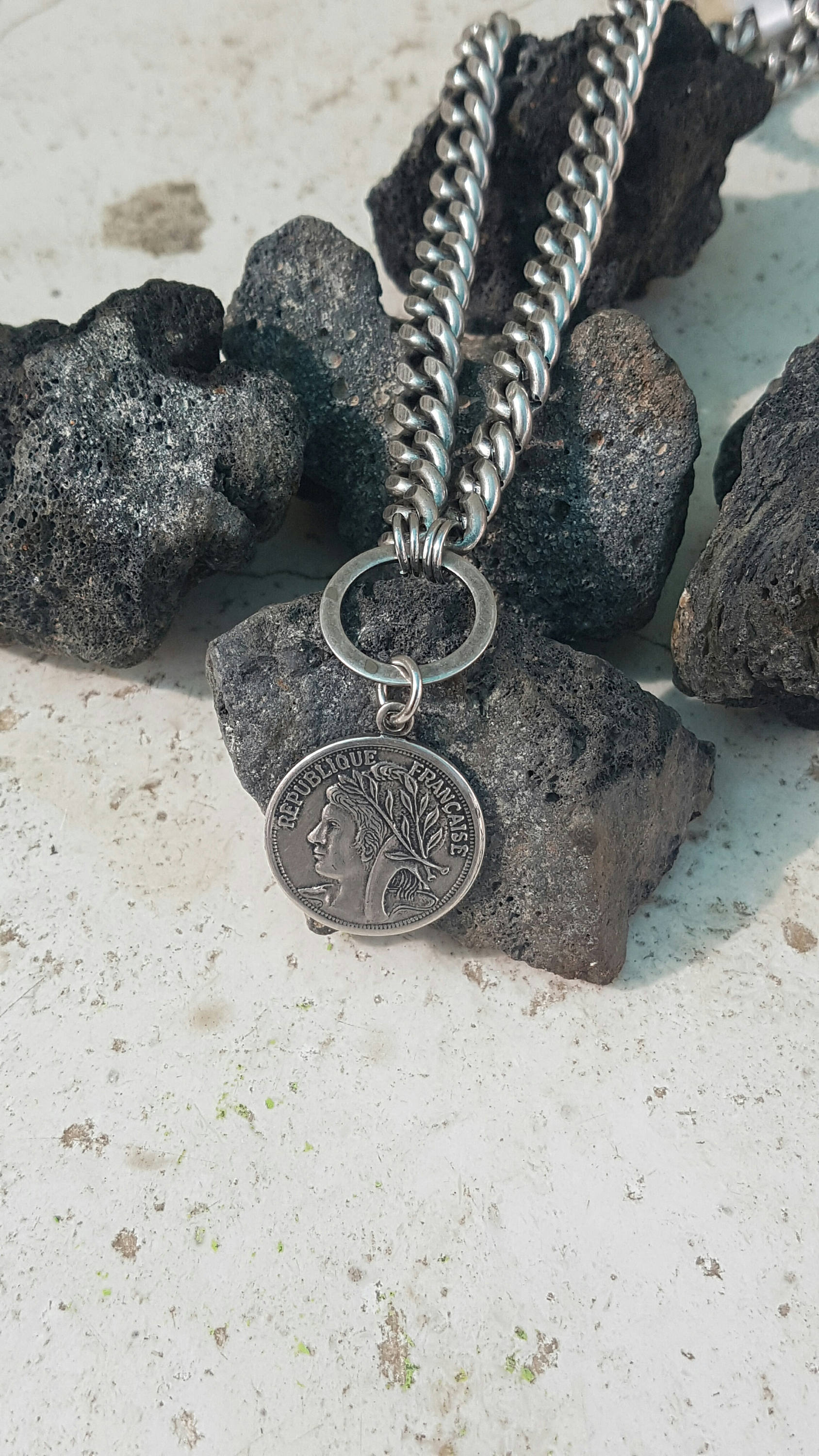 Silver Coin Necklace Statement Coin Pendant Necklace | Etsy
