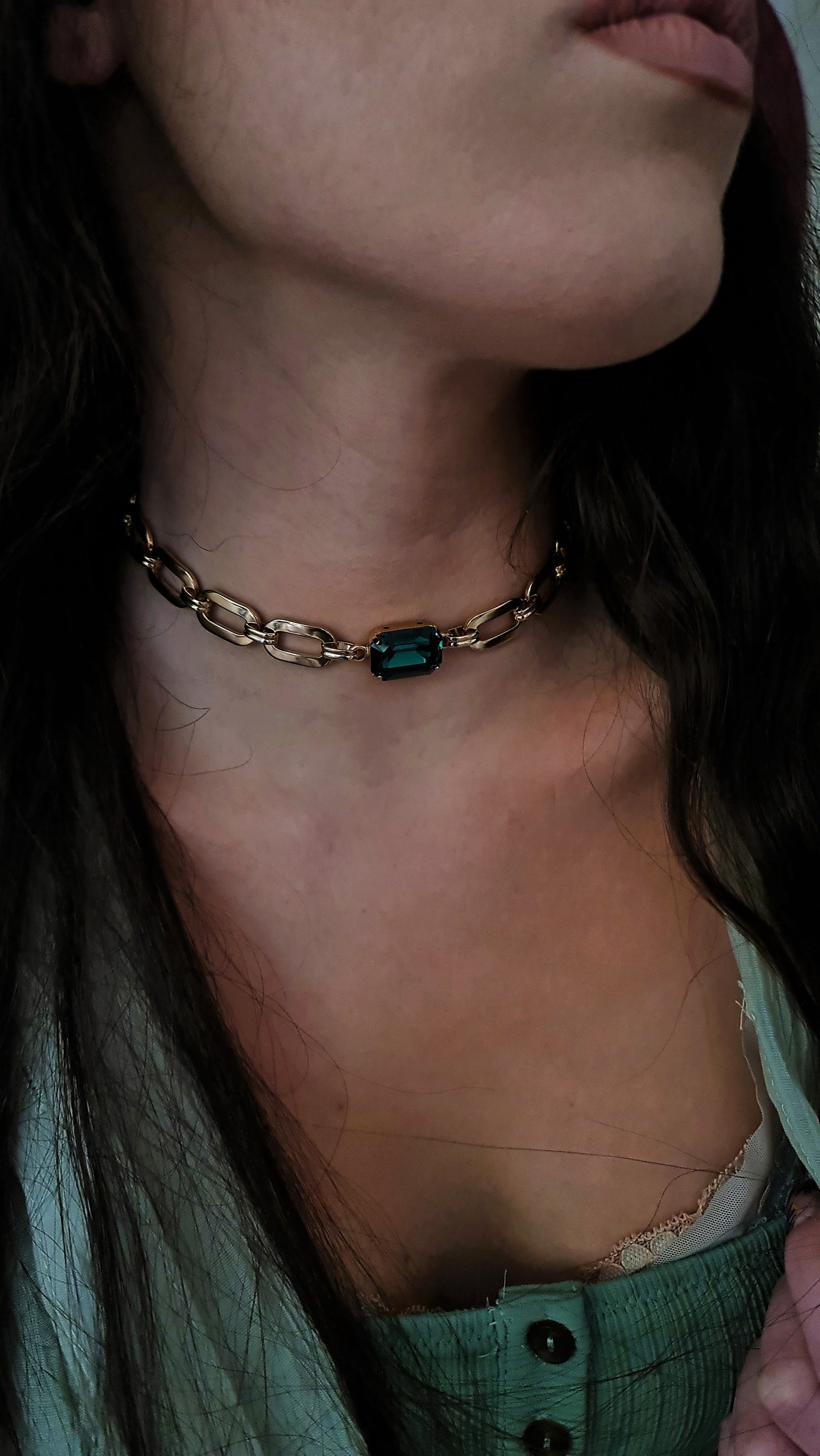 Crystal Rhinestones Statement Choker Necklaces Swarovski Rectangular ...