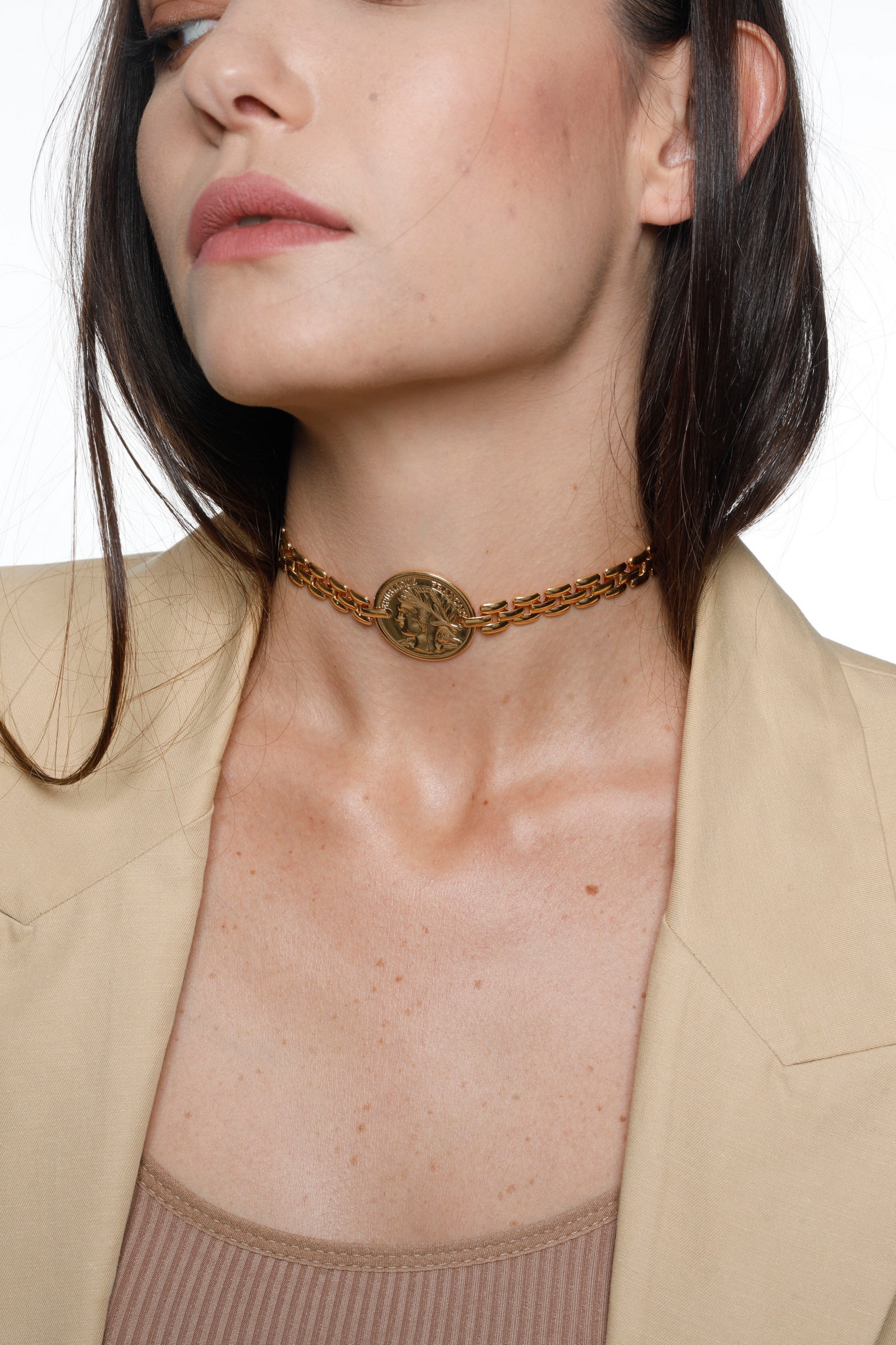 Coin Choker Gold Choker Necklace Chunky Link Choker | Etsy