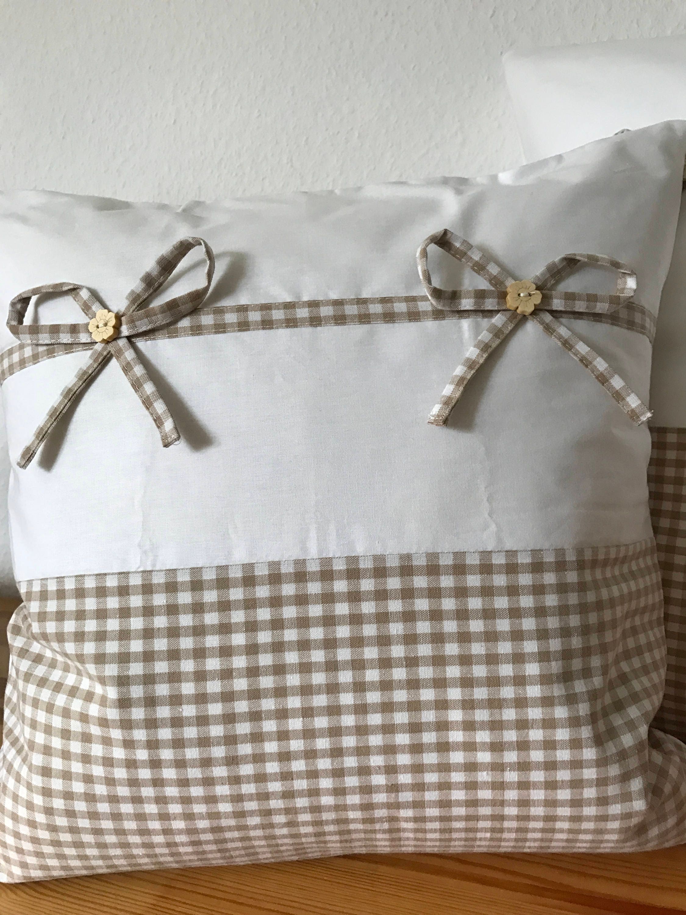 Country style cushion cover Pillow cover beige / white | Etsy