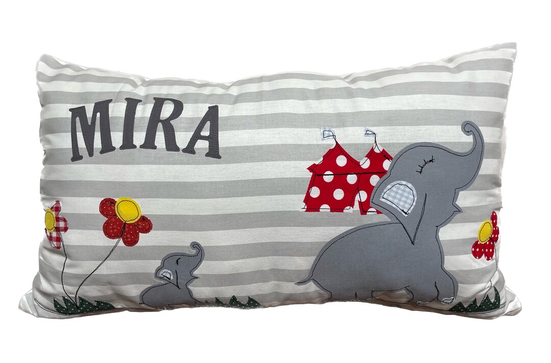 Kinder Kissen mit Wunsch Namen, Kuschelkissen 30 x50cm. Elefanten - Etsy.de
