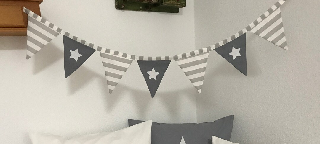 Cadena de banderines, guirnalda de tela, decoración habitación infantil ...