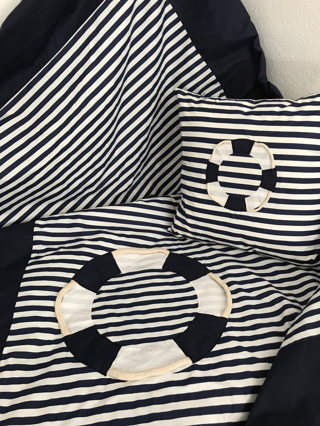 Maritime Decke, Patchworkdecke, Tagesdecke, Babydecke, Kinder Decke, Bettüberwurf *Rettungsring ...