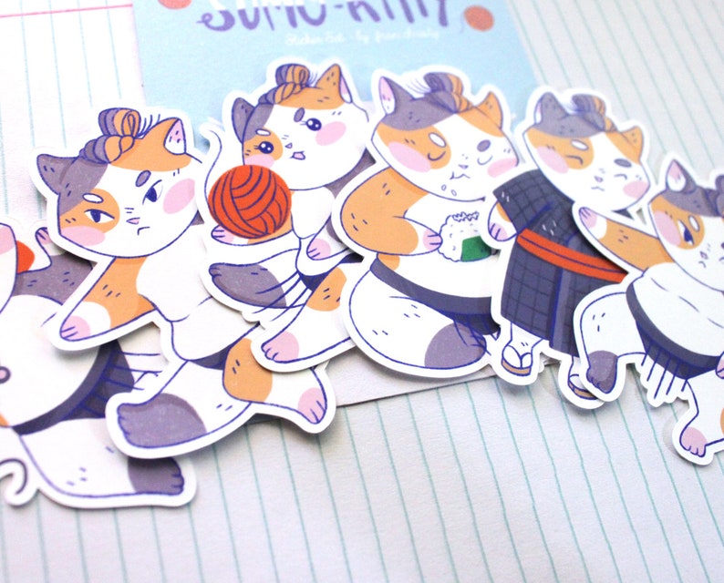Sumo-kitty Sticker Set - Etsy