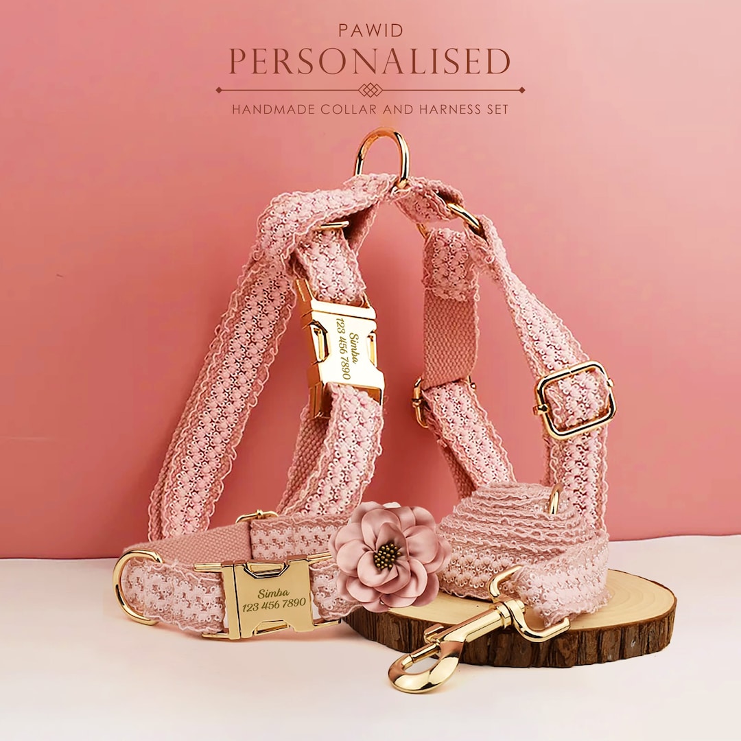 Custom Pink Lace Personalized Fancy Wedding Dog Collar or Dog Flower ...