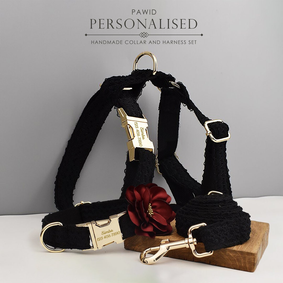 Custom Black Lace Personalized Fancy Wedding Dog Collar or Dog Flower ...