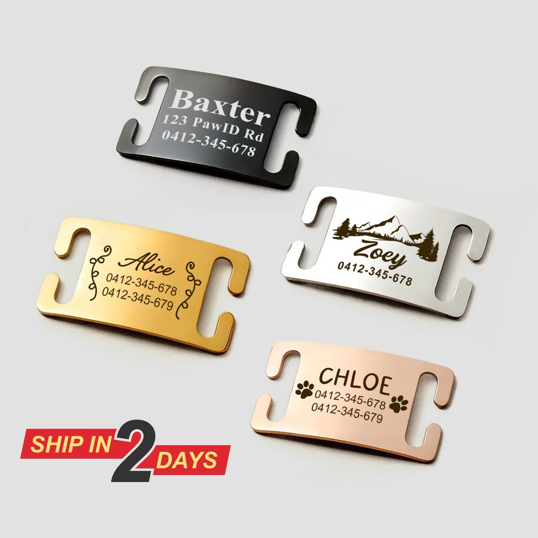 Silent Dog Tag – Dog ID Tag – Slide on Dog Collar Tag – Personalized ...