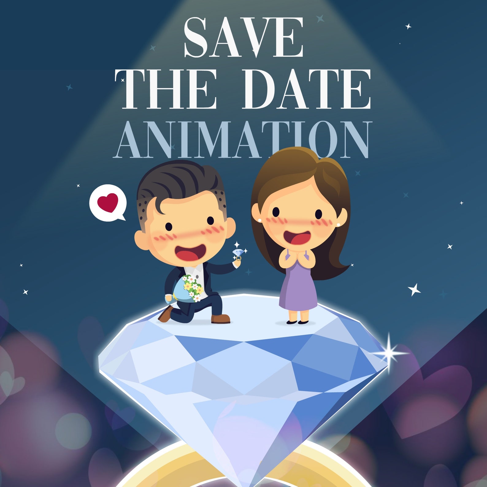 Save the Date Animation Custom Wedding Announcement Video Digital ...