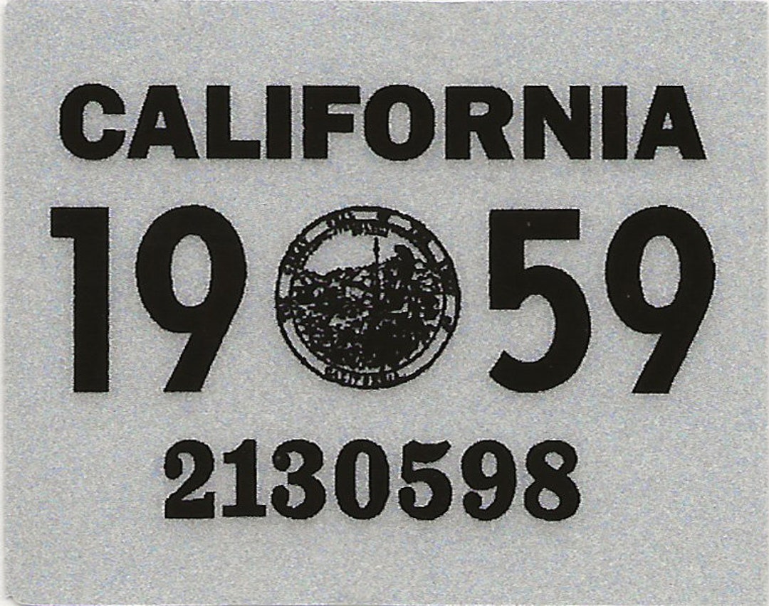 CALIFORNIA 1959 YEAR Vinyl Tab/sticker - Replica - for Car-truck ...