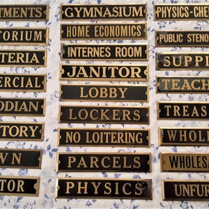 Vintage Brass Plate - Department Name Plate - Antique Brass Plate ...