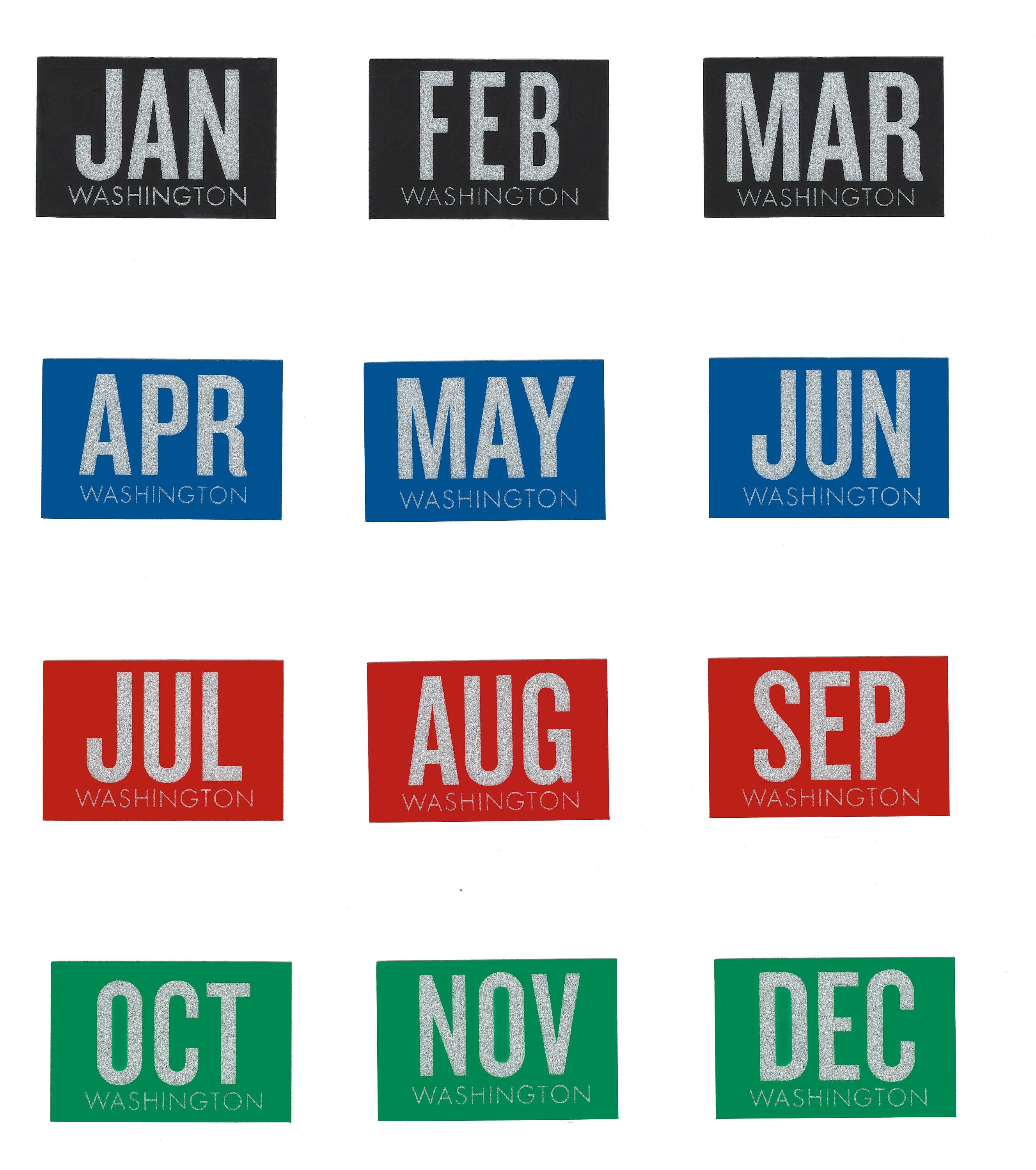 WASHINGTON JUN June Vinyl Reflective Month Tab Stickers, Used from 1978 ...