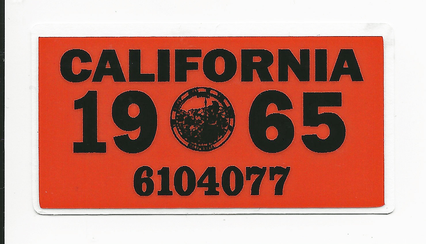 CALIFORNIA 1965 Vinyl Year Tab/tag Sticker - Replica - for Vintage ...