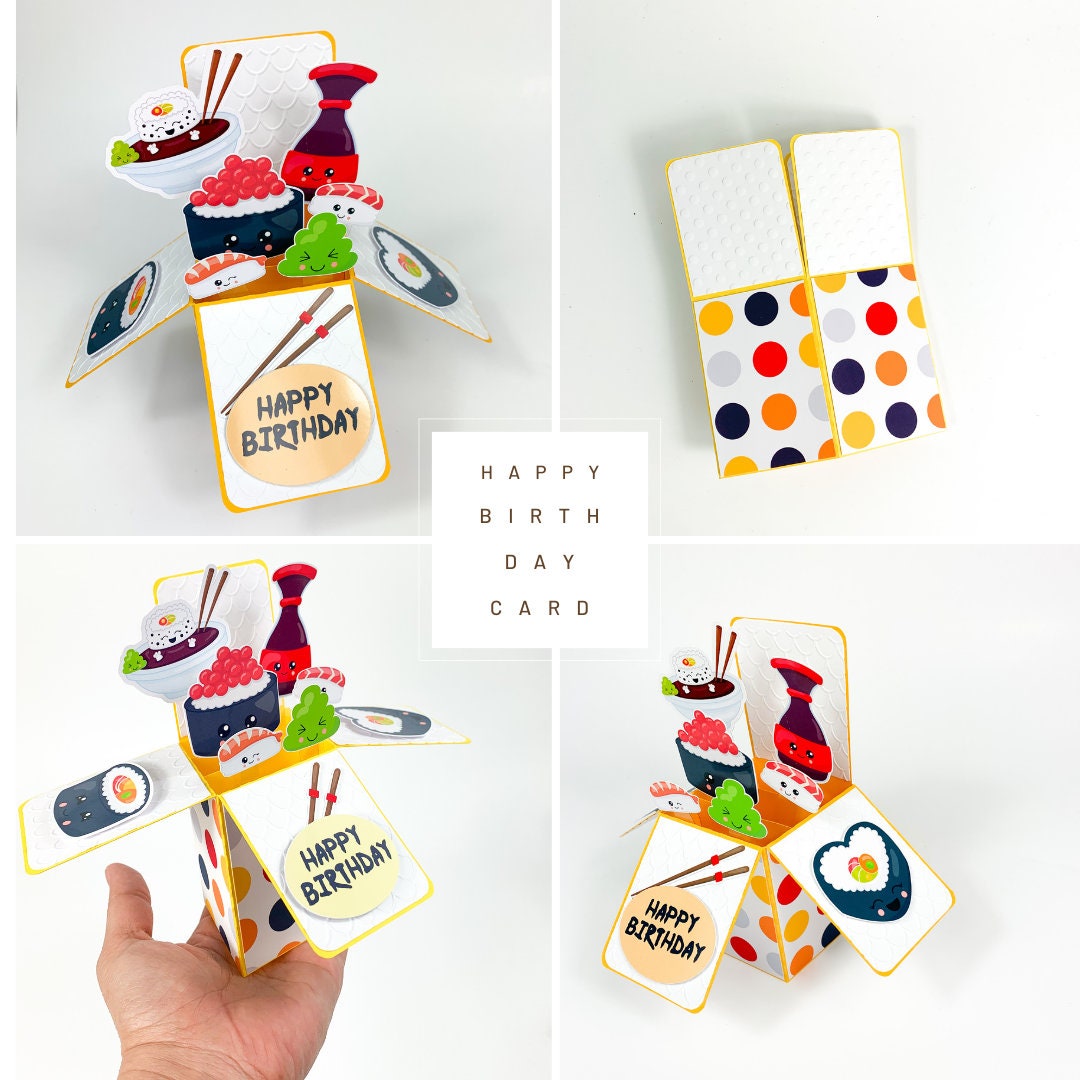 Sushi lovers birthday card, sushi card, kawaii sushi card, birthday ...