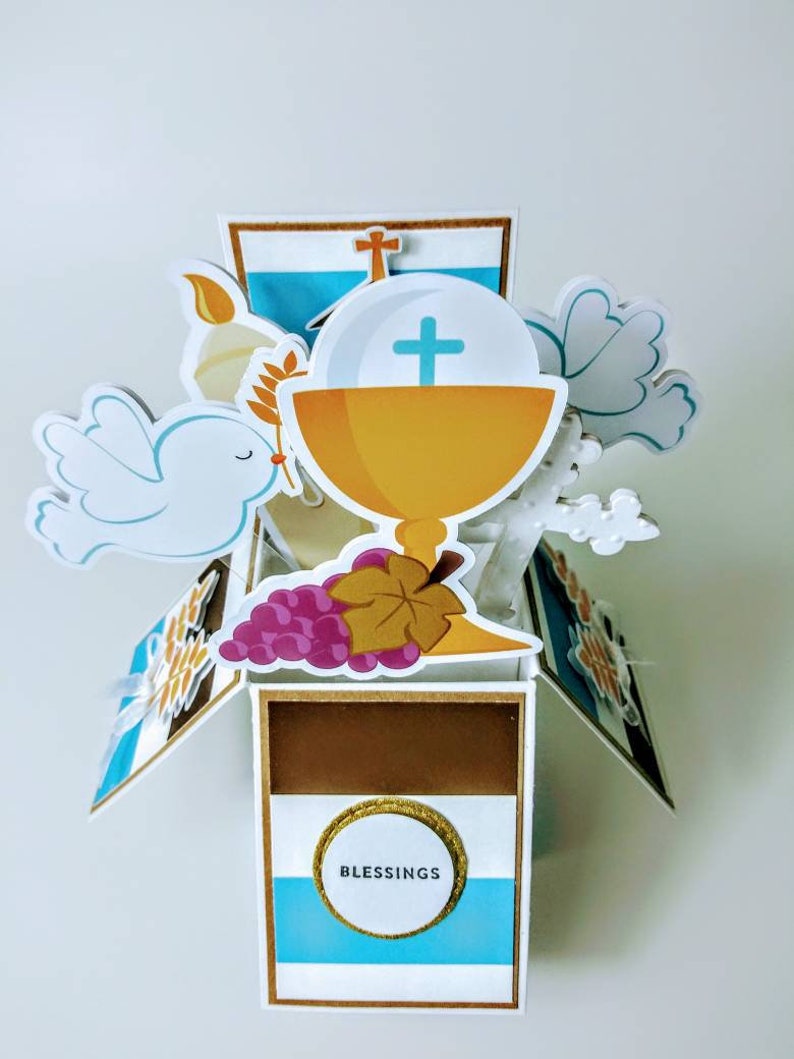 First Communion Card Pop up Card First Communion Boy First | Etsy