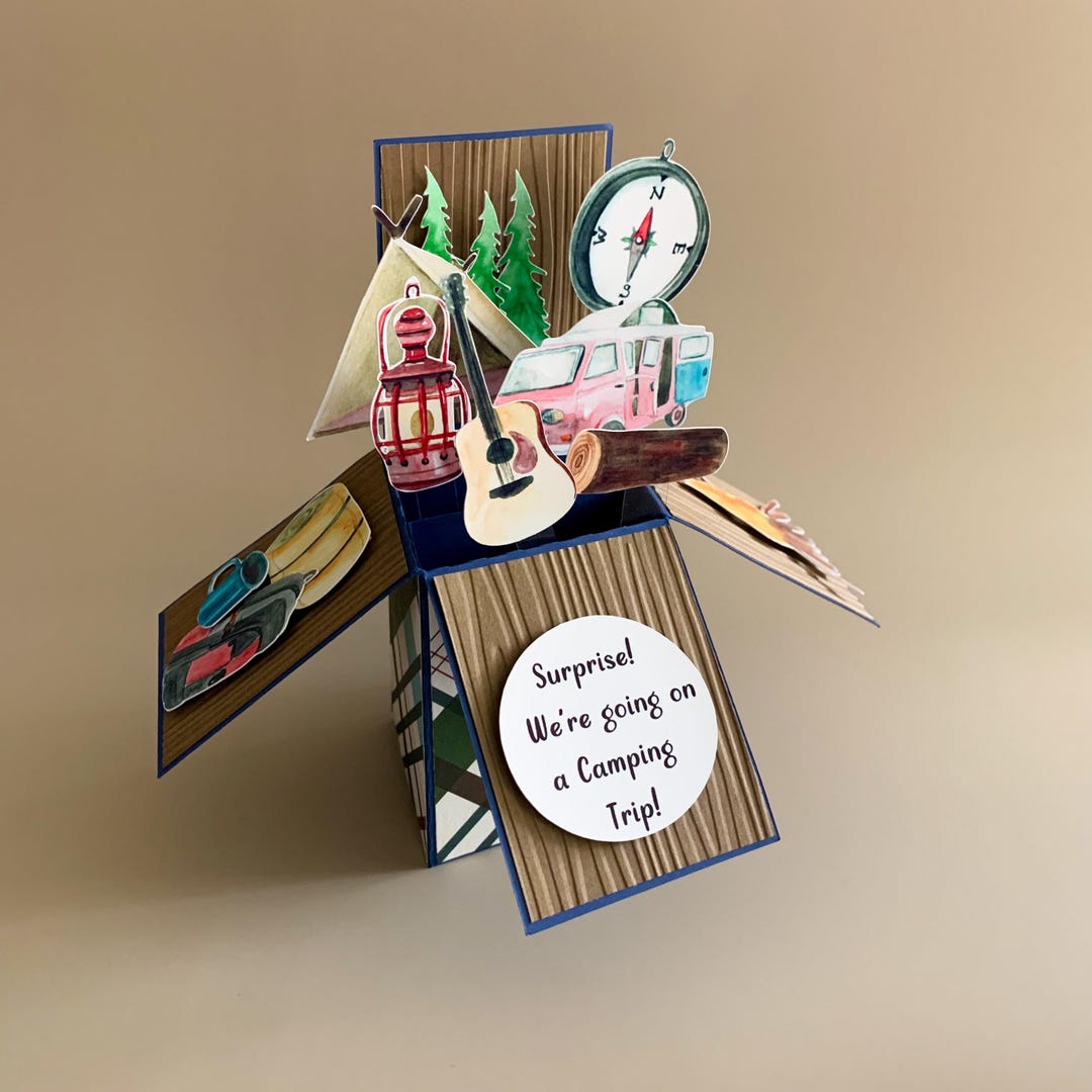 Road Trip Reveal Box Card, Camping Trip Surprise, Surprise Trip Reveal ...