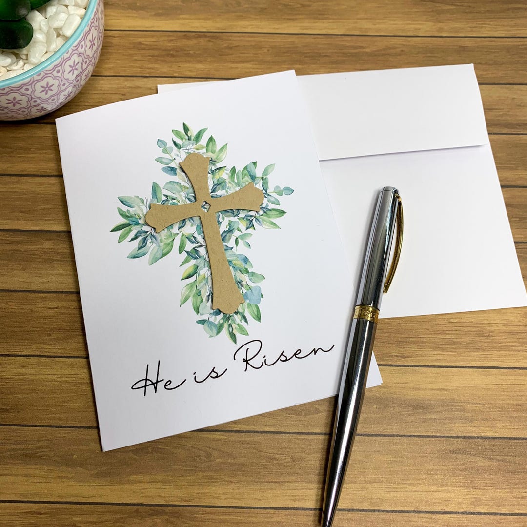 He is Risen Easter Card - Traditional A2 Christian Easter Greeting Card - Religious Spring Card ...
