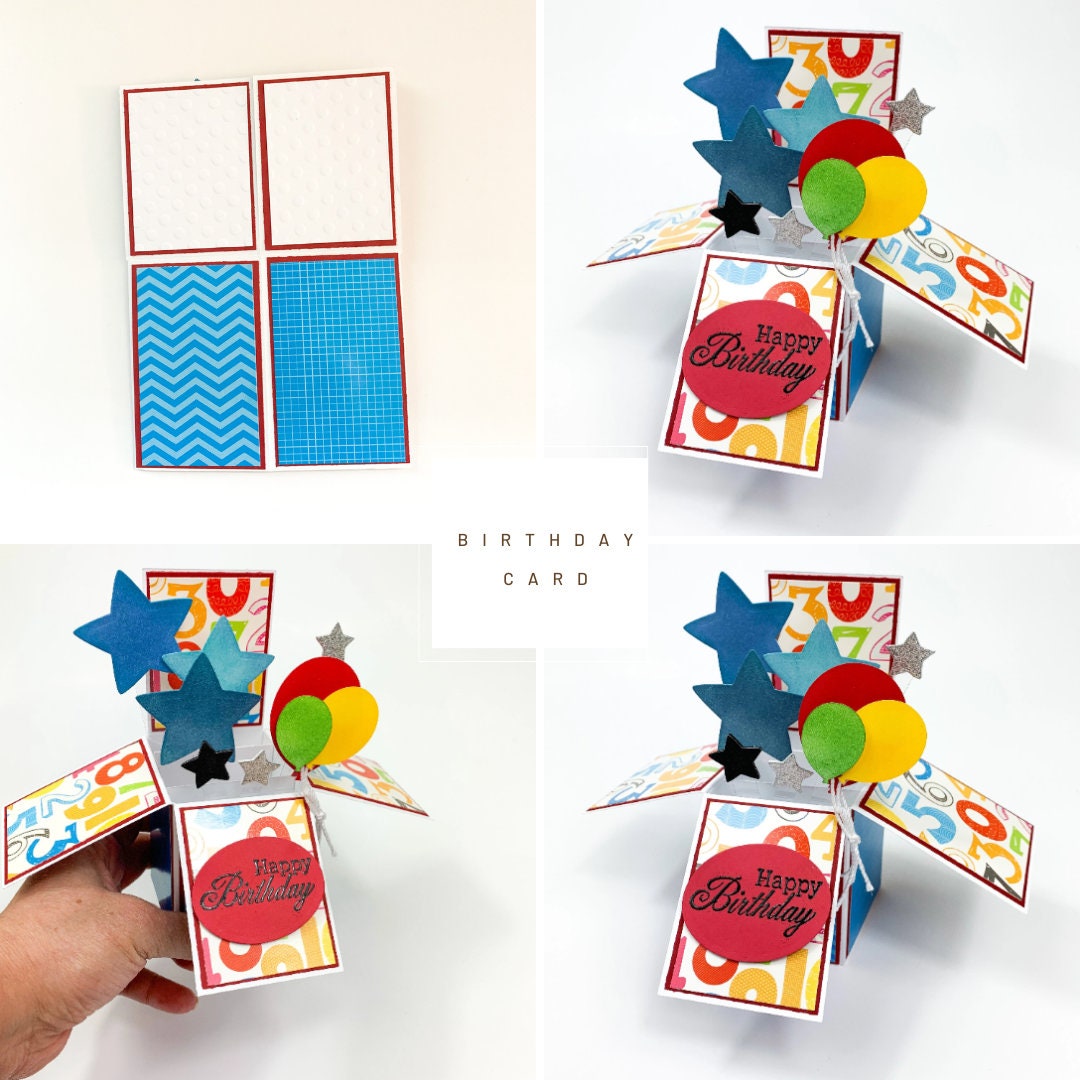 Happy Birthday Pop up Card Stars and Balloons Card Birthday - Etsy
