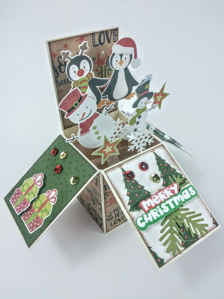Snowman Card Pinguin Card Christmas Pop up Card Christmas - Etsy