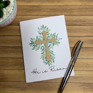 He is Risen Easter Card - Traditional A2 Christian Easter Greeting Card - Religious Spring Card ...