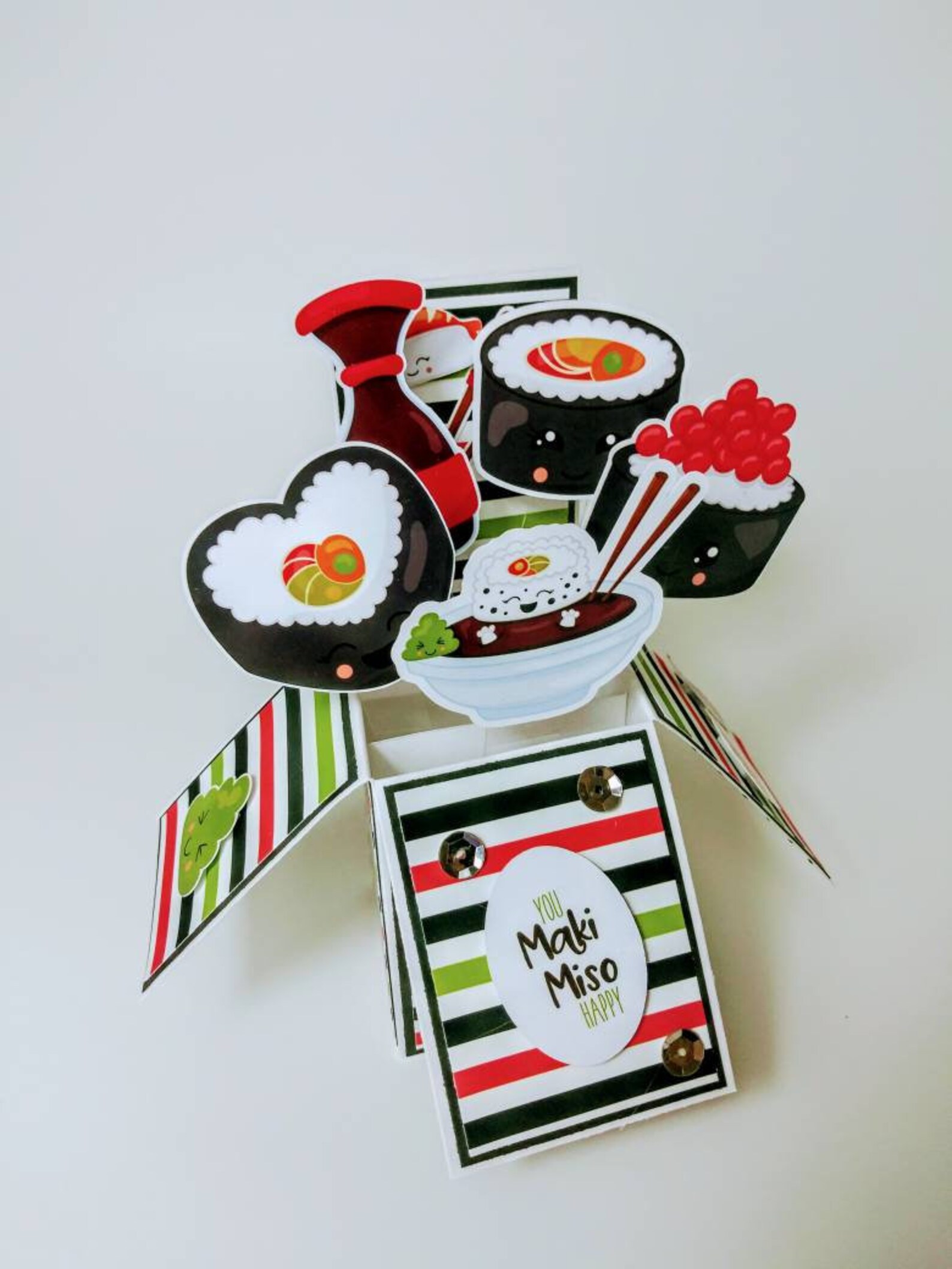 You Maki Miso Happy Card Sushi Lovers Pop up Card Kawaii - Etsy