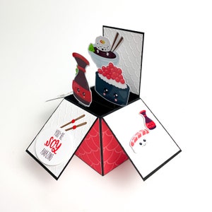 Sushi Lovers Pop up Card, Sushi Card, Kawaii Sushi Card, Card in a Box ...