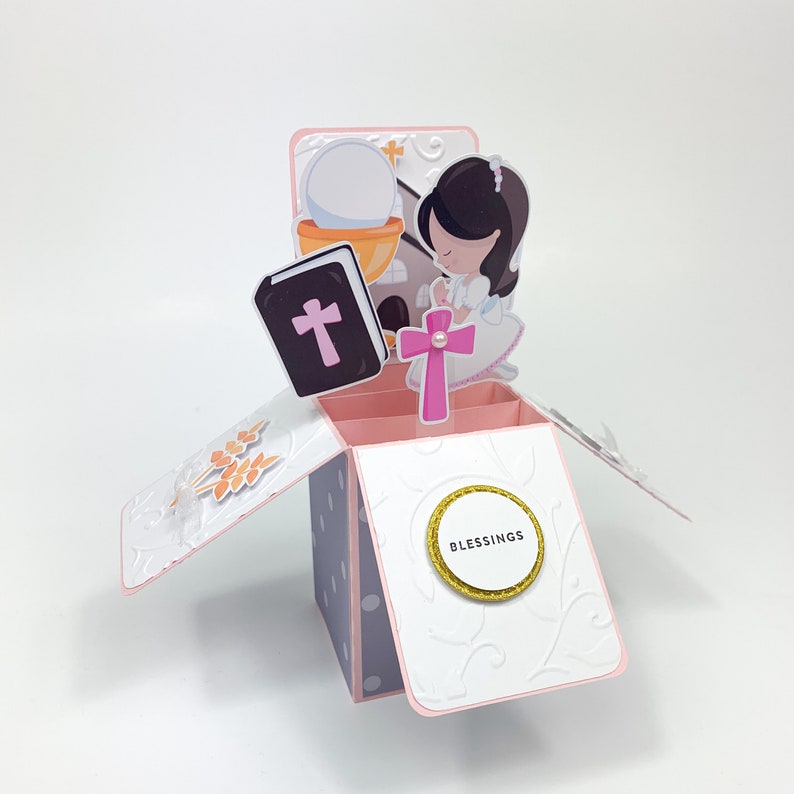 First Communion Card Pop up Card First Communion Girl First - Etsy