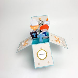 First Communion Card, Pop up Card First Communion, Boy First Communion ...