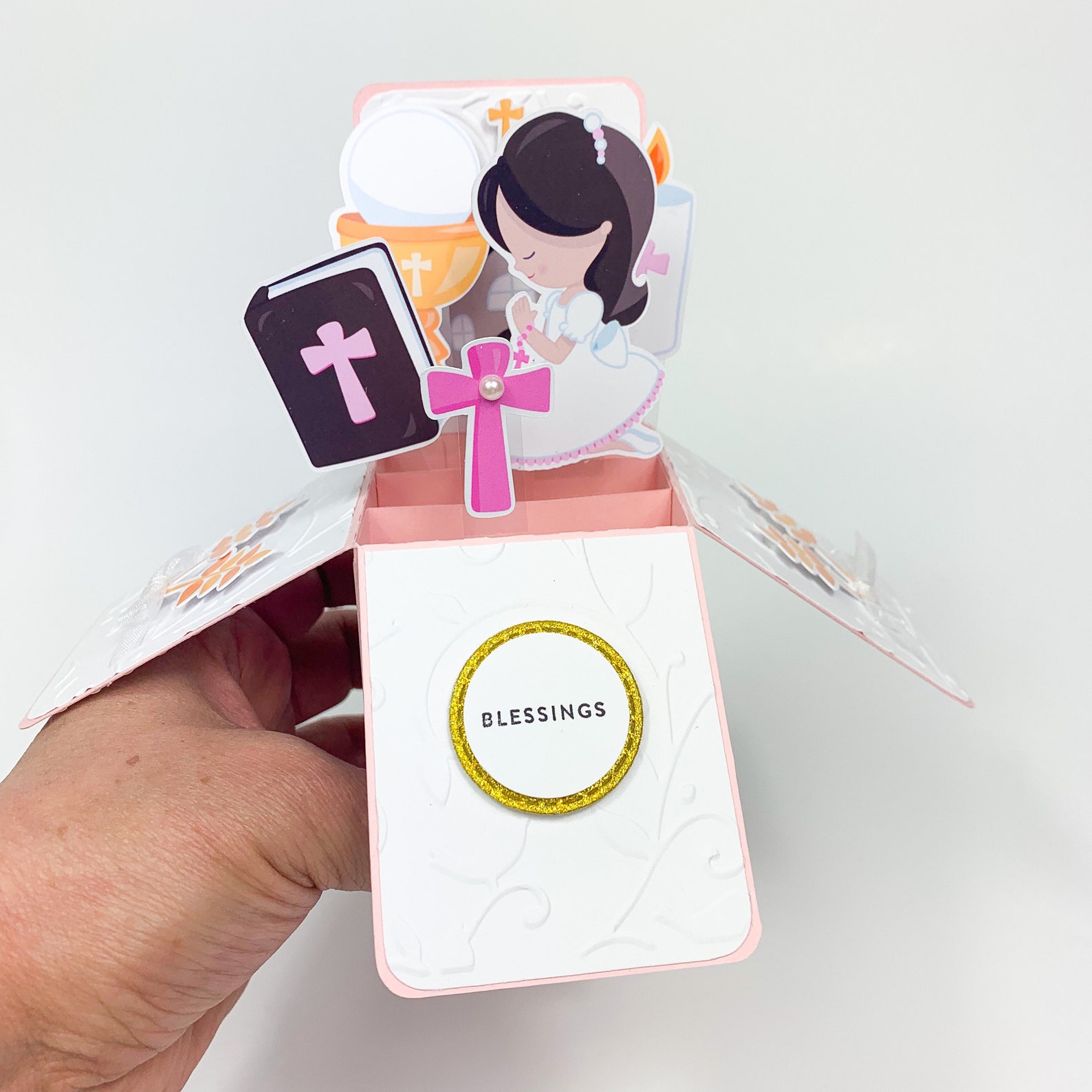 First Communion Card Pop up Card First Communion Girl First - Etsy