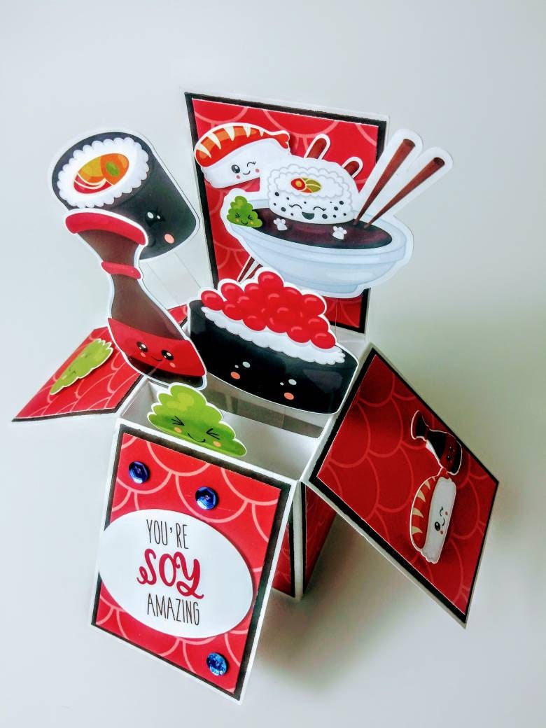 Sushi Lovers Pop up Card Sushi Card Kawaii Sushi Card Card - Etsy