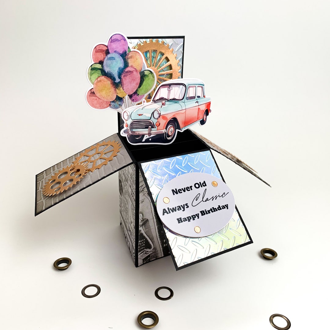 Classic Car Handmade Card, Handcrafted Classic Car Birthday Greeting ...