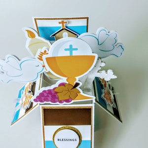 First Communion Card Pop up Card First Communion Boy First - Etsy