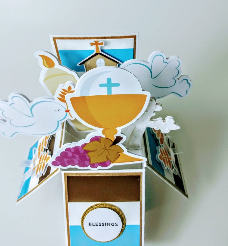 First Communion Card Pop up Card First Communion Boy First | Etsy