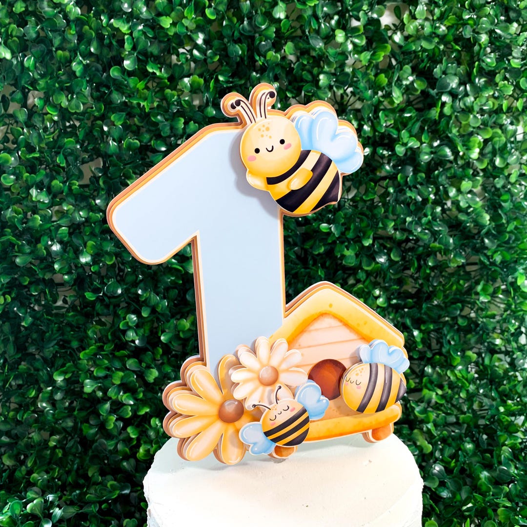 Bee Cake Topper, Smash Cake Decoration, First Birthday Baby Boy, 1st ...