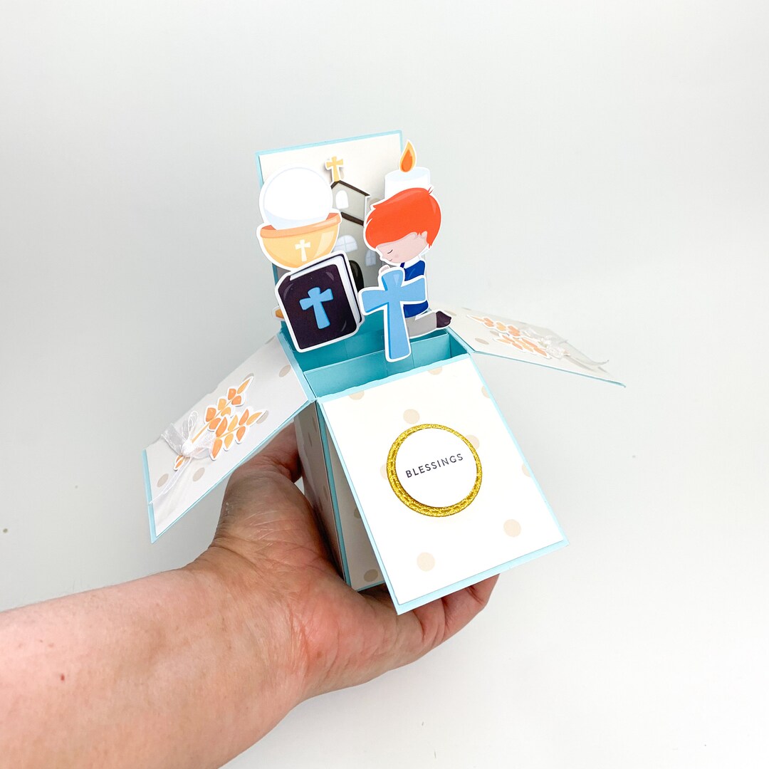 First Communion Card, Pop up Card First Communion, Boy First Communion ...