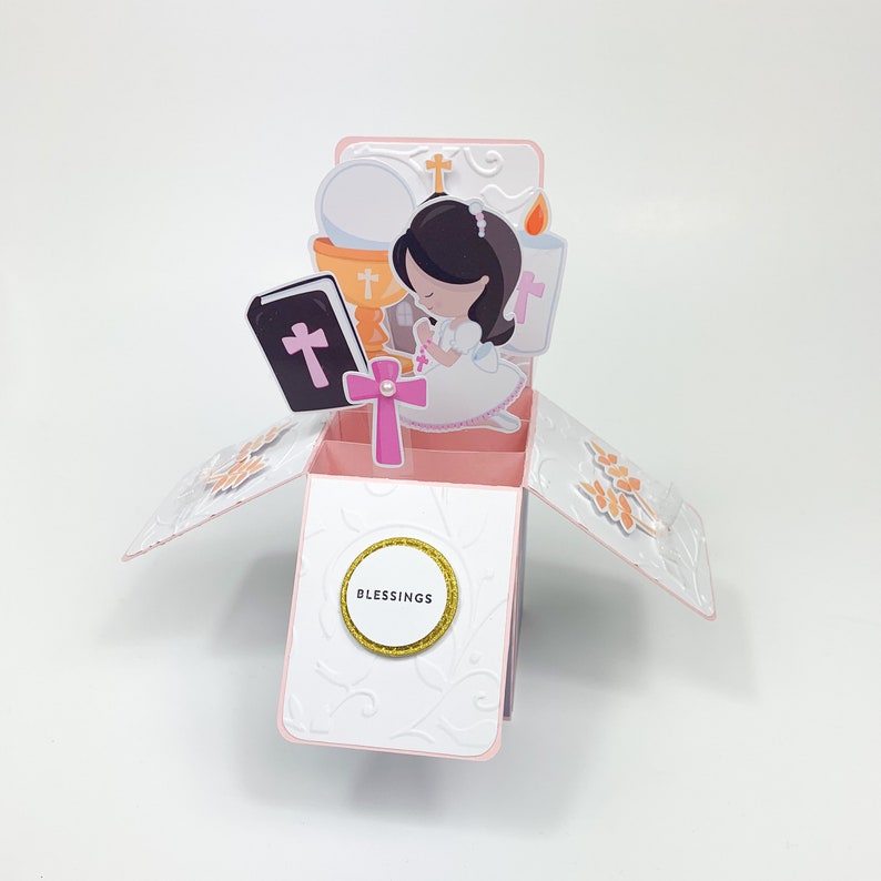 First Communion Card Pop up Card First Communion Girl First - Etsy