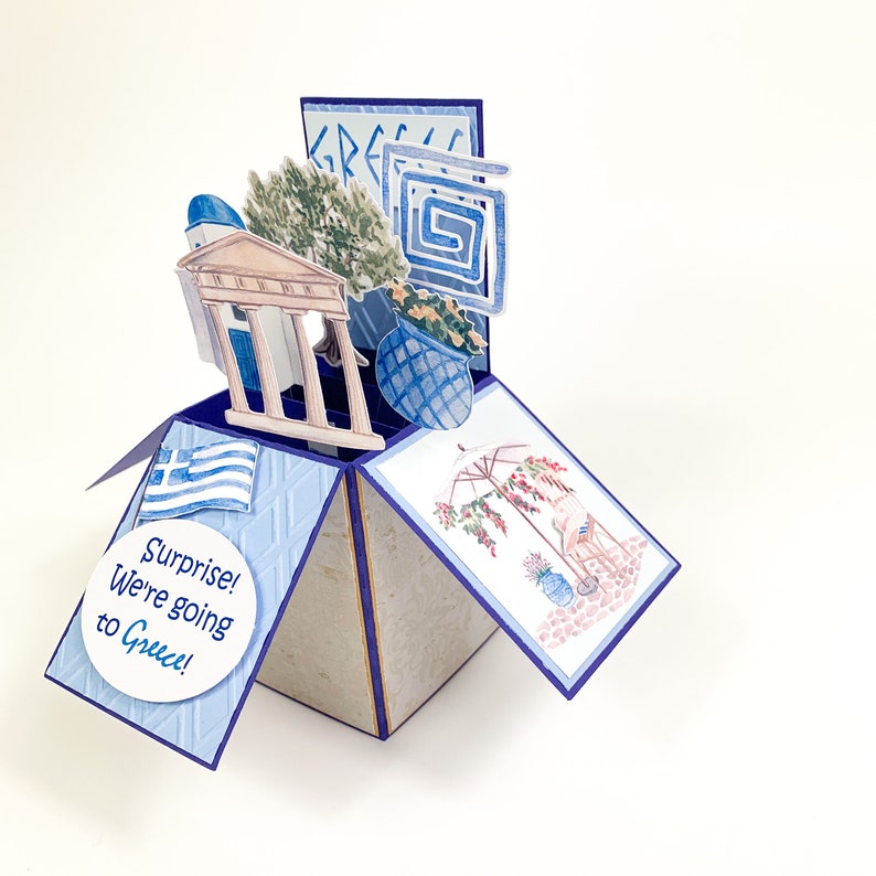 Greece Travel Reveal Pop up Card Pop up Card Greece Travel - Etsy