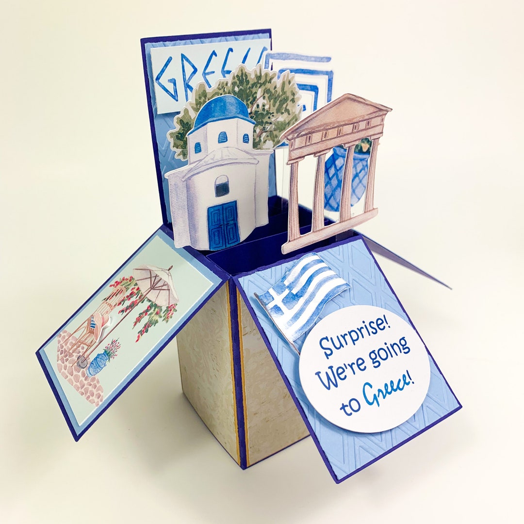 Greece Travel Reveal Pop up Card, Pop up Card Greece, Travel Reveal ...