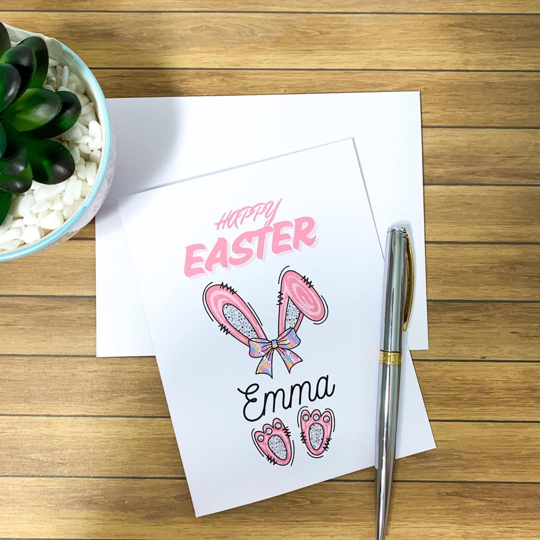 Personalized Easter Card for Kids, Bunny Easter Card, Custom Kids ...