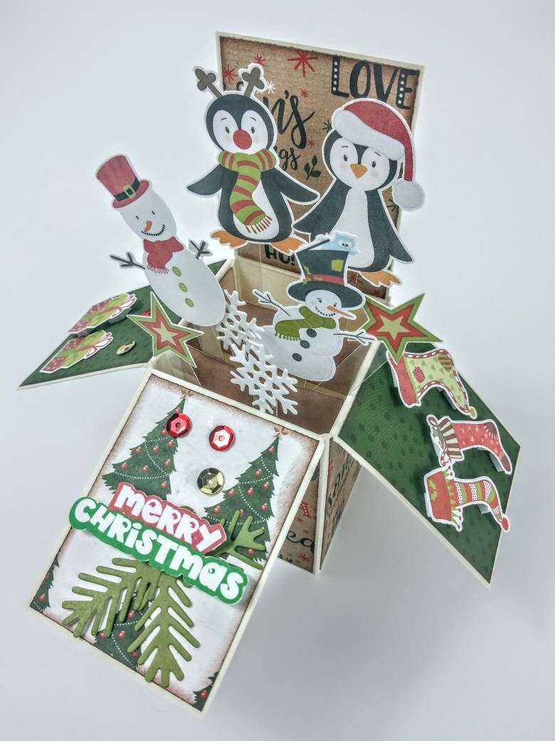 Snowman Card Pinguin Card Christmas Pop up Card Christmas - Etsy