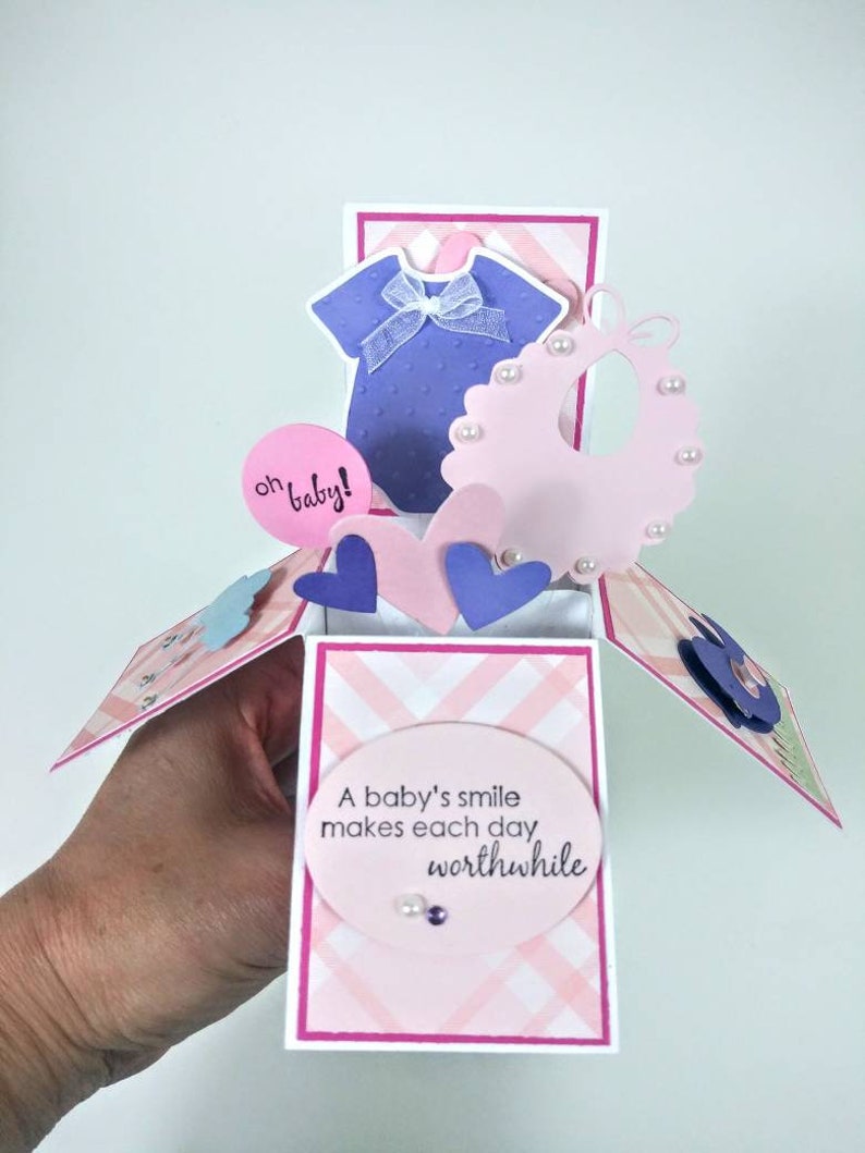 Baby Girl Pop up Card Card in a Box Baby Girl Card Box - Etsy