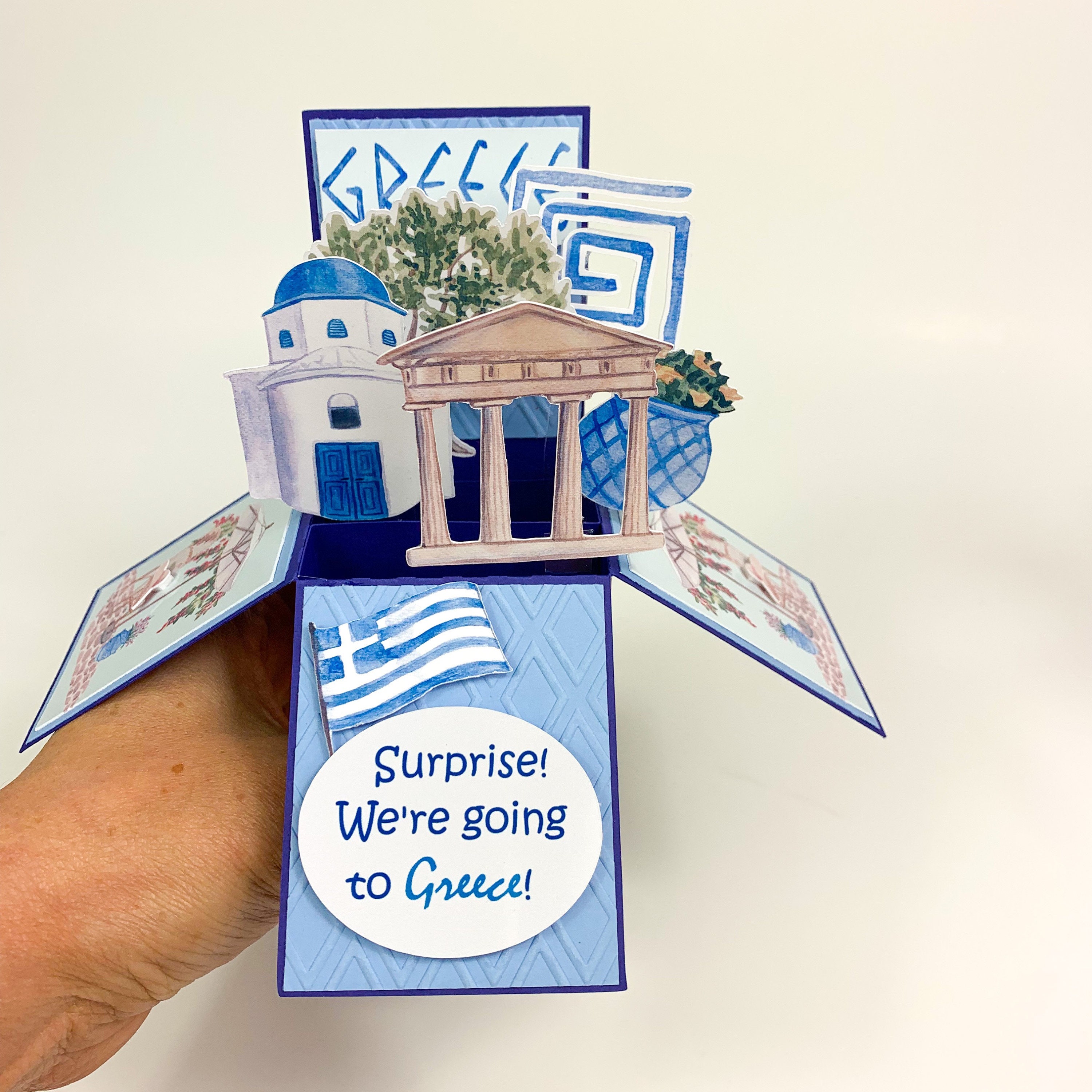 Greece Travel Reveal Pop up Card Pop up Card Greece Travel - Etsy