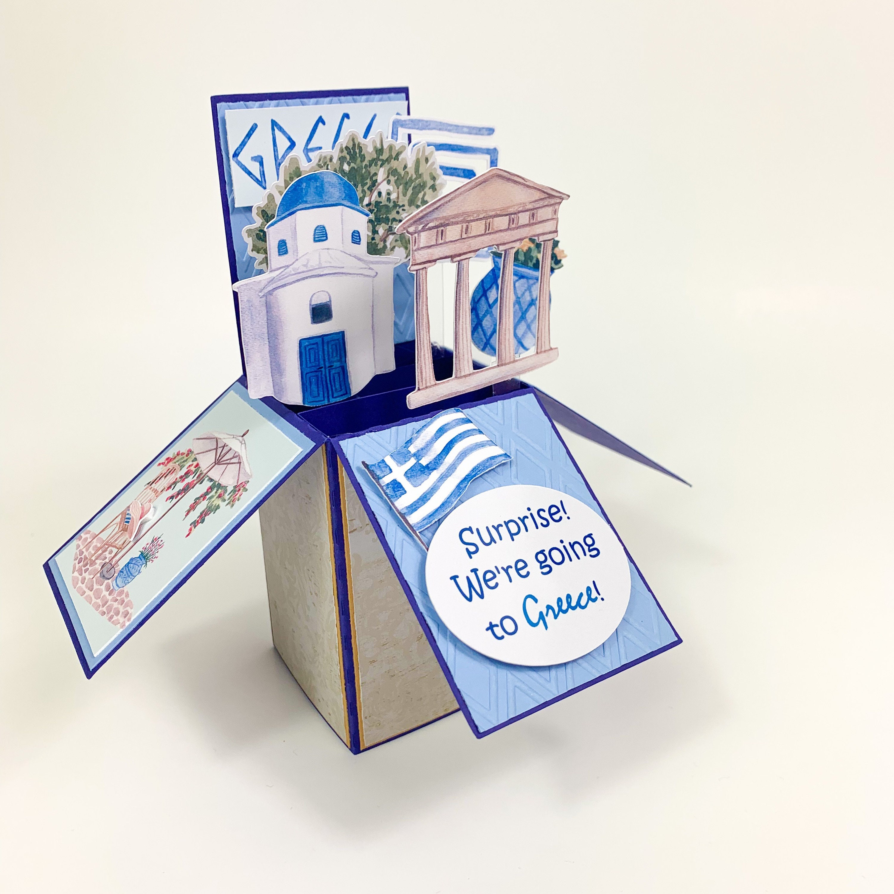 Greece Travel Reveal Pop up Card Pop up Card Greece Travel - Etsy